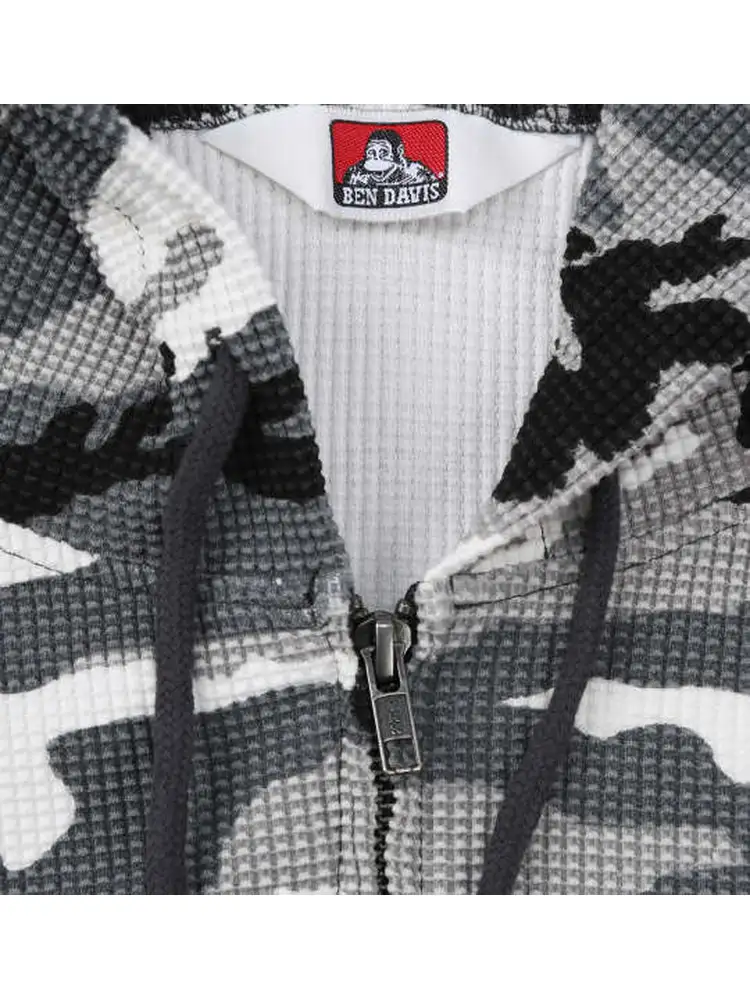 M．グレー 【BEN DAVIS(ベン デイビス)】ワッフルフルジップパーカー